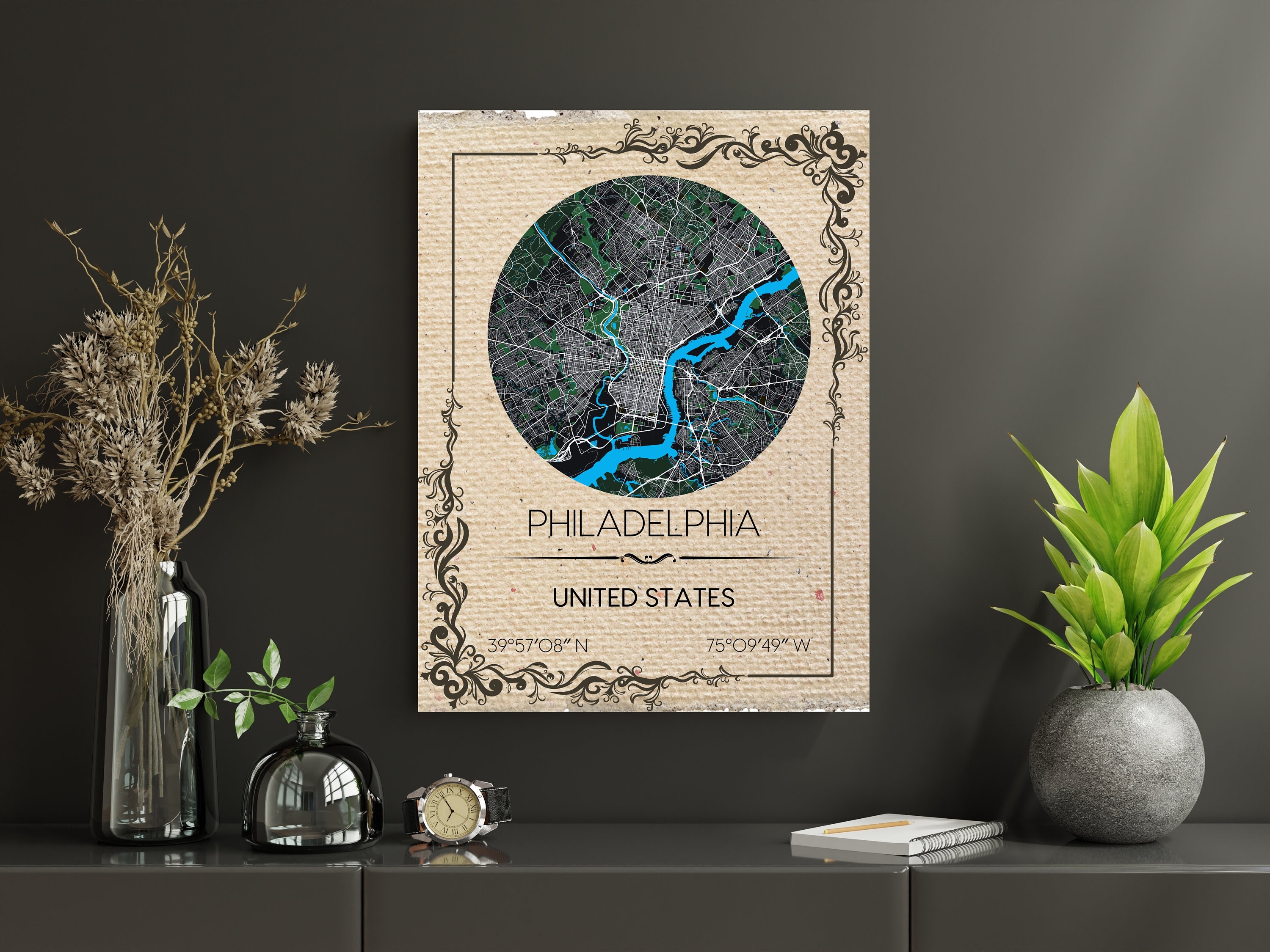 Philadelphia City Map,city Map Printable,wall Art,digital Download,city ...