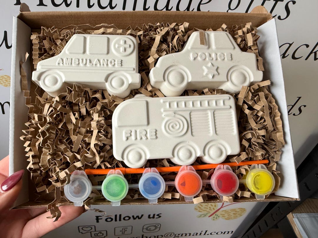 Emergency Vehicle Inspired Craft Box • 3 Paint-your-own Figures • Kids ...