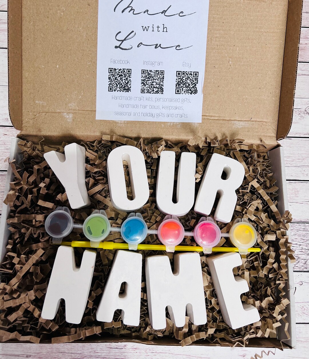 Paint Your Own Name Craft Box - Activity Set - Paintable Gift ...