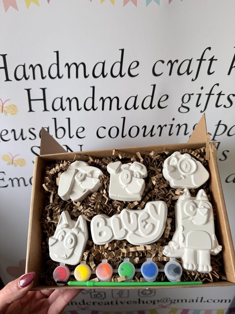 Bluey Inspired Craft Box • 6 Paint-your-own Figures • Kids Art Kit ...