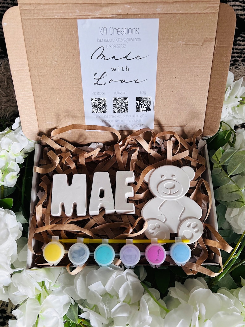 Paint Your Own Name & Large Mould Craft Box Activity Set Paintable Gift ...