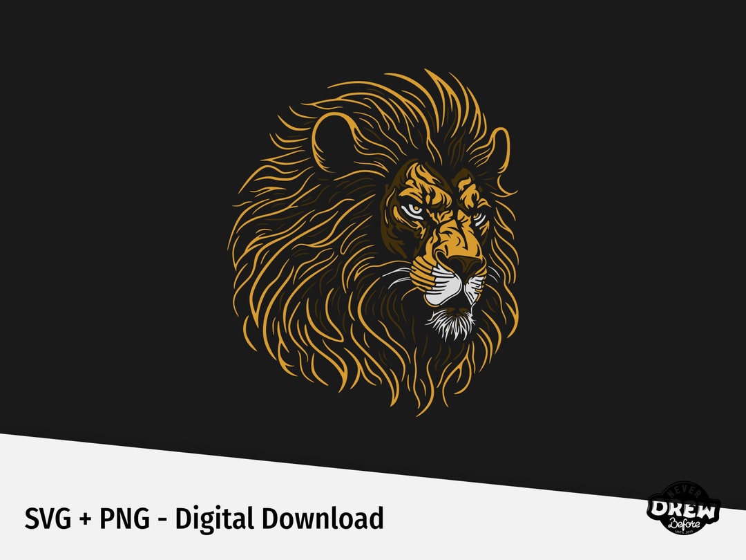 Majestic Lion Head SVG. Detailed Design in 3 Colors. for Black ...