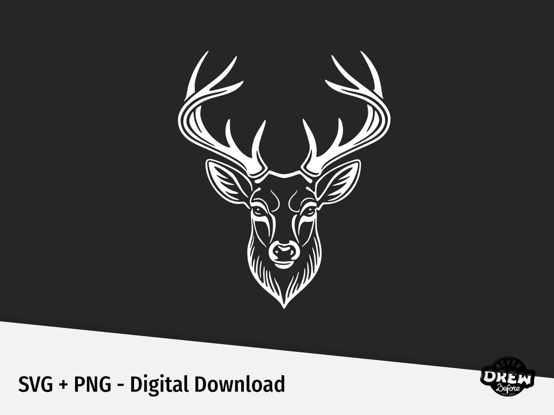 Majestic Deer Head SVG. Festive Wildlife Design. Reindeer Head. Dark ...