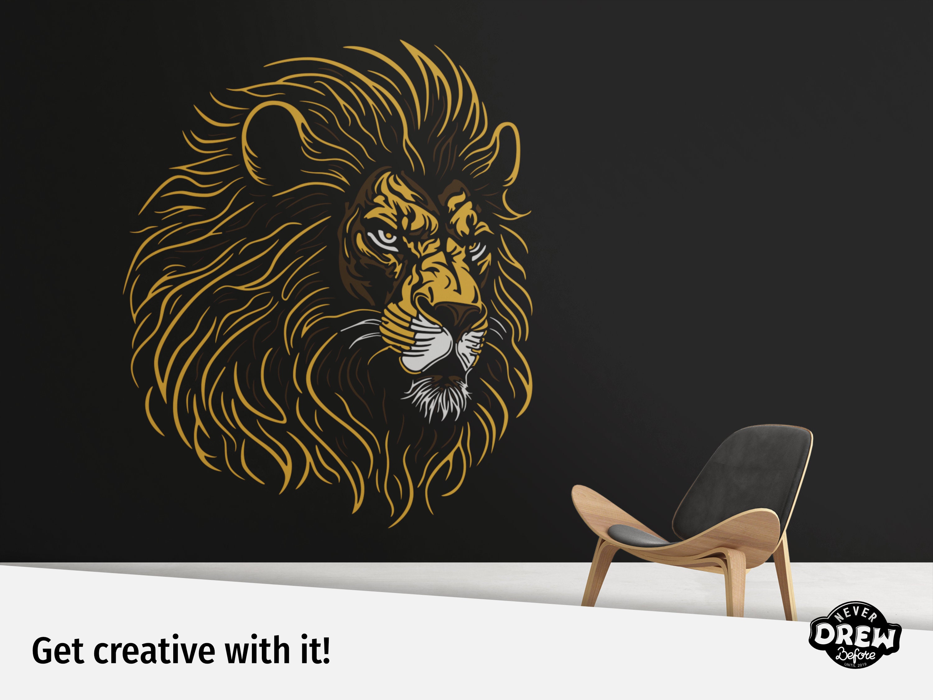 Majestic Lion Head SVG. Detailed Design in 3 Colors. for Black ...