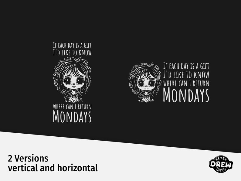Funny Monday Blues SVG. Girl Graphic Design. Dark Background - T-shirt ...