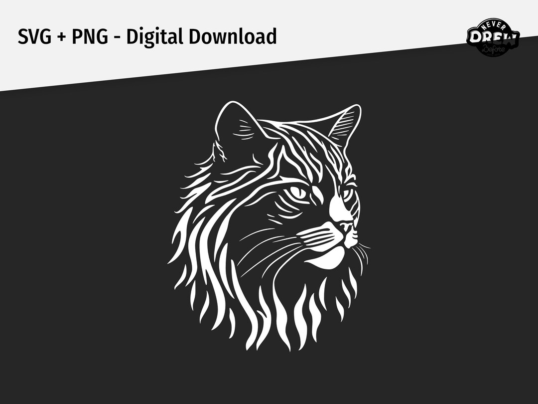 Cat Head SVG | Minimalistic Design | Optimized for Dark Backgrounds ...