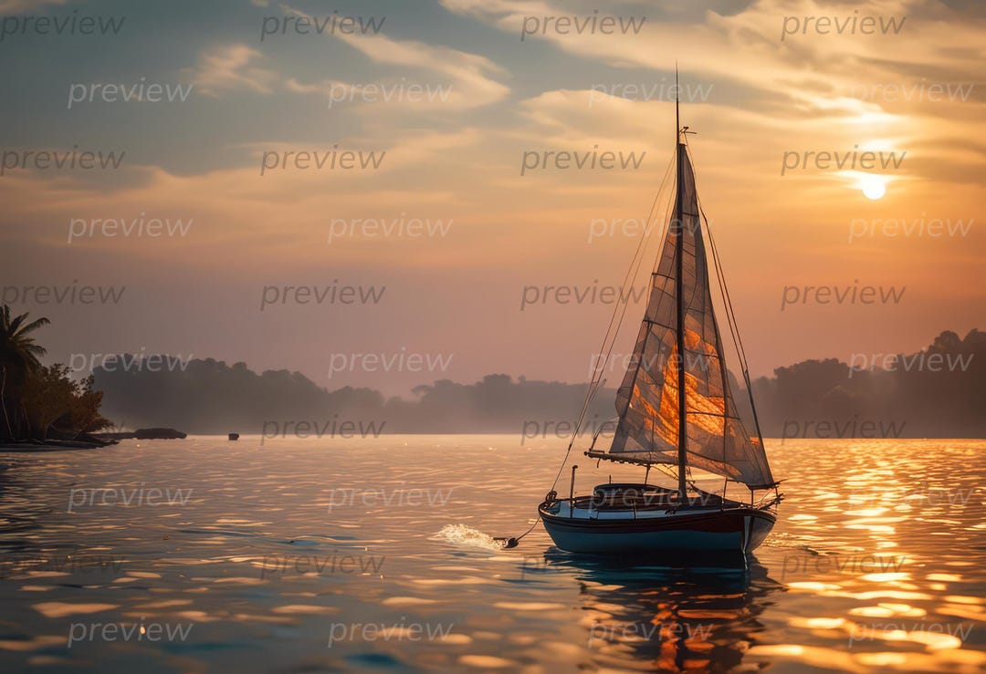 Sailing Away at Sunset Digital Download Beautiful Coastal Artwork Large ...