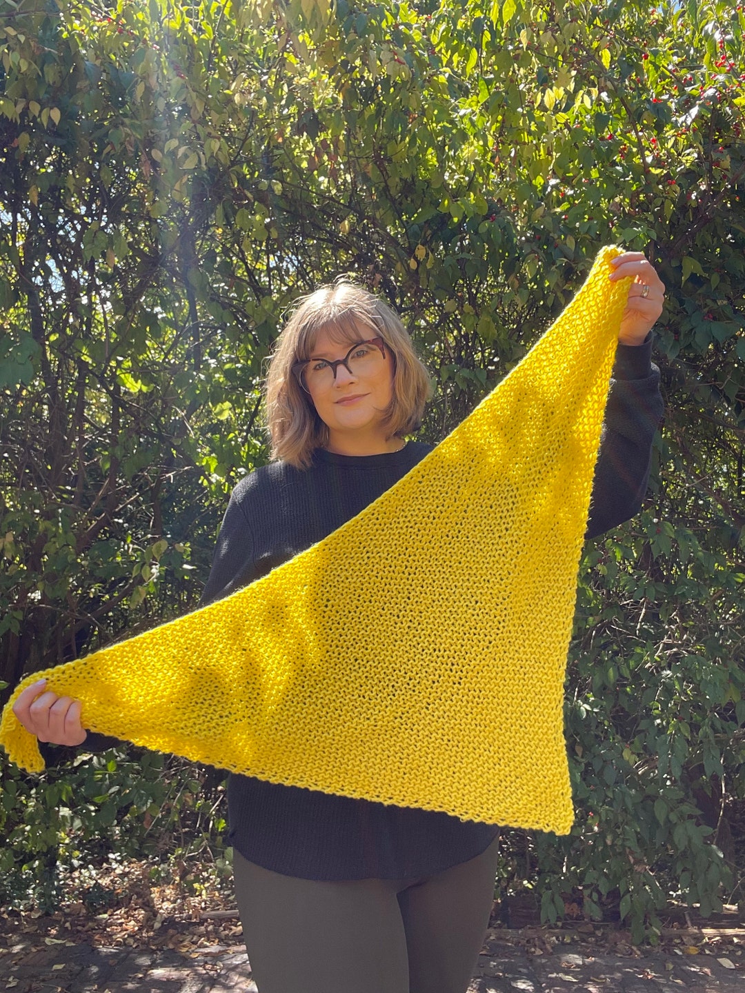 Yellow Triangle Knit Scarf - Etsy