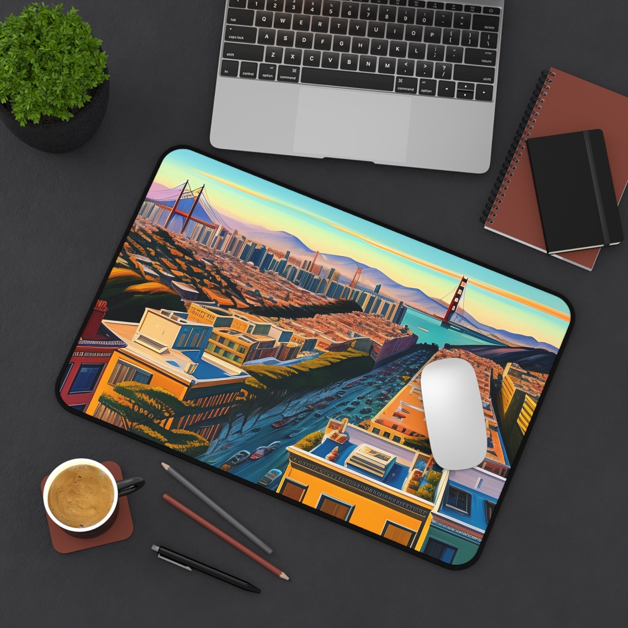 Retro Desk Mat, City View Desk Mat, Boho Desk Mat, Pastoral Desk Mat ...