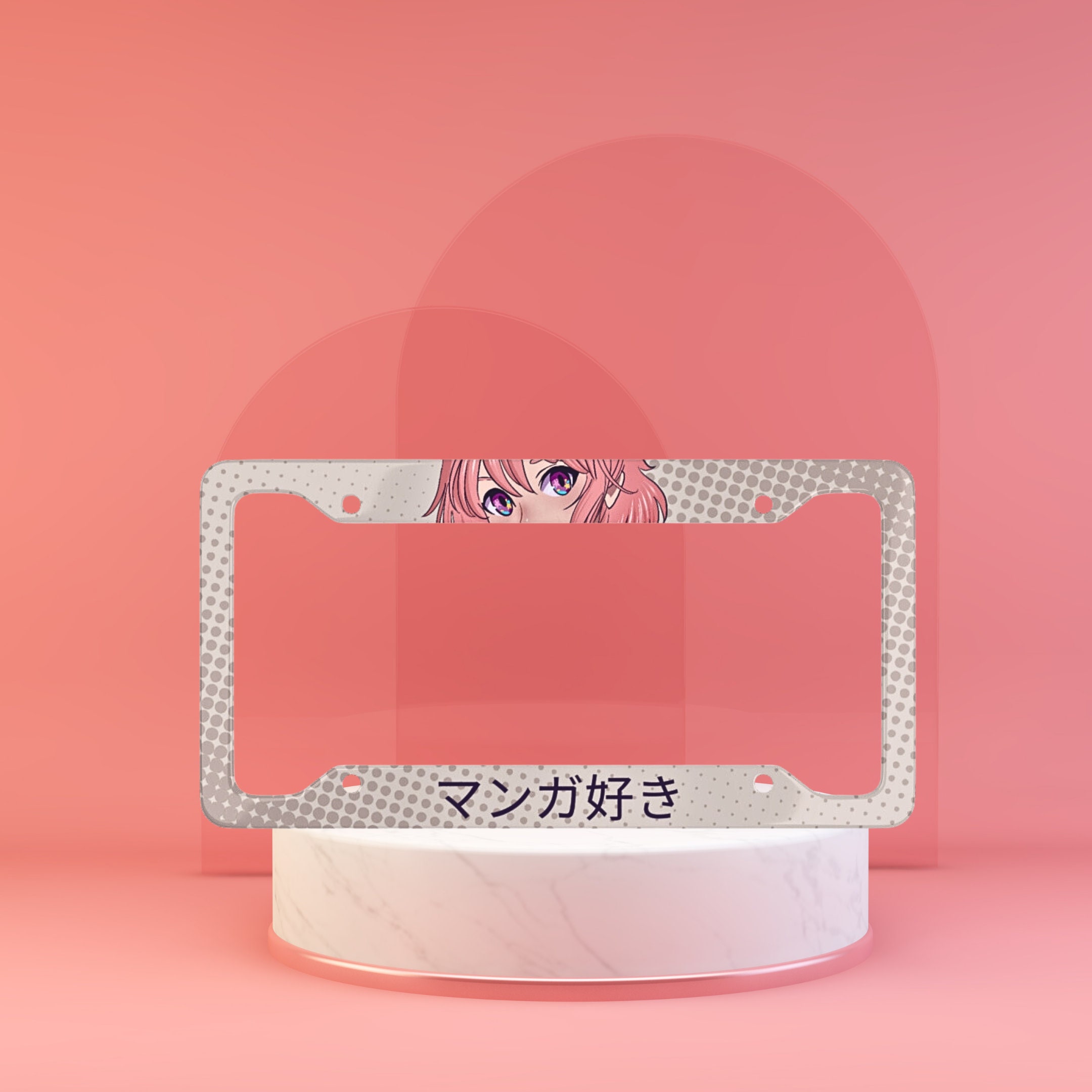 Anime Girl Patterned License Plate Frame, Anime Car Accessories, Kawaii ...