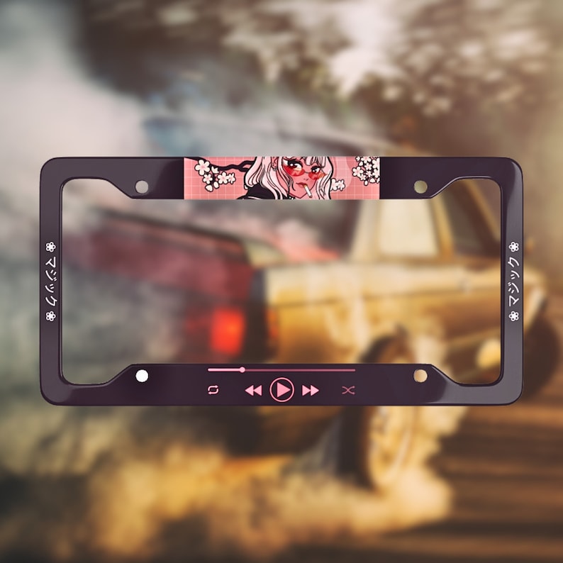 Preppy Anime Girl License Plate Frame, Anime Car Accessories, Anime ...