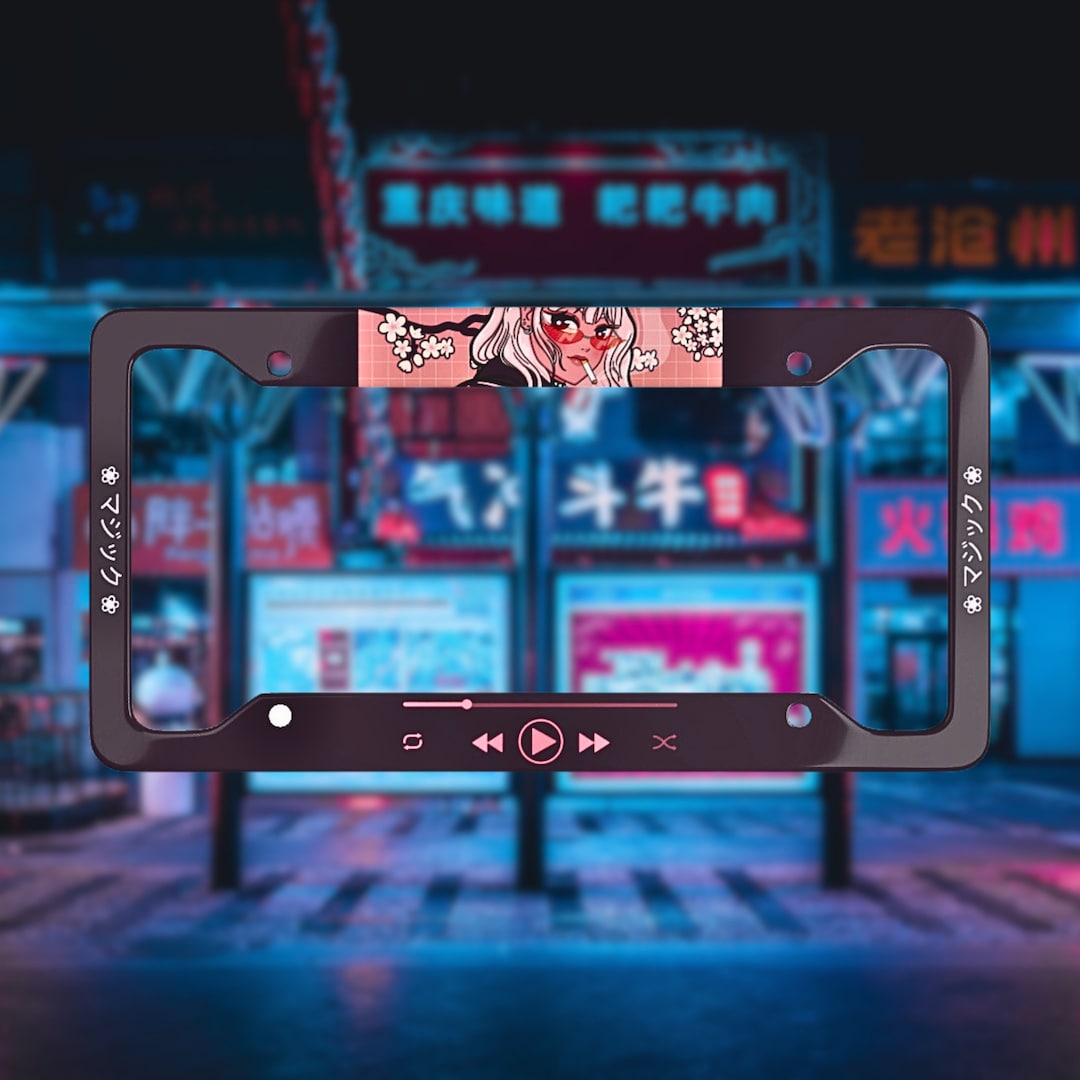 Preppy Anime Girl License Plate Frame, Anime Car Accessories, Anime ...