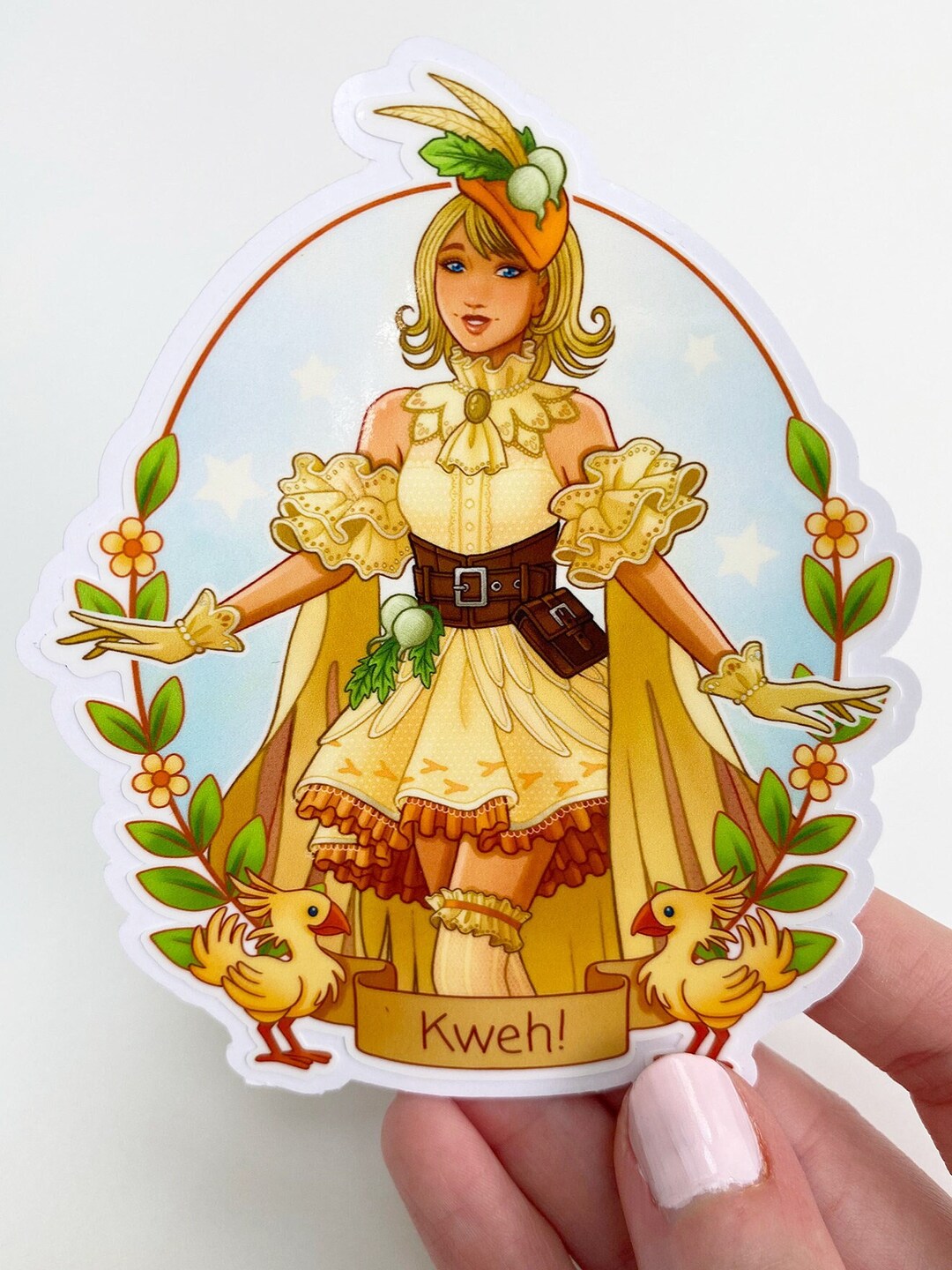 Kawaii Yellow Bird Gijinka Glossy Vinyl Sticker Etsy