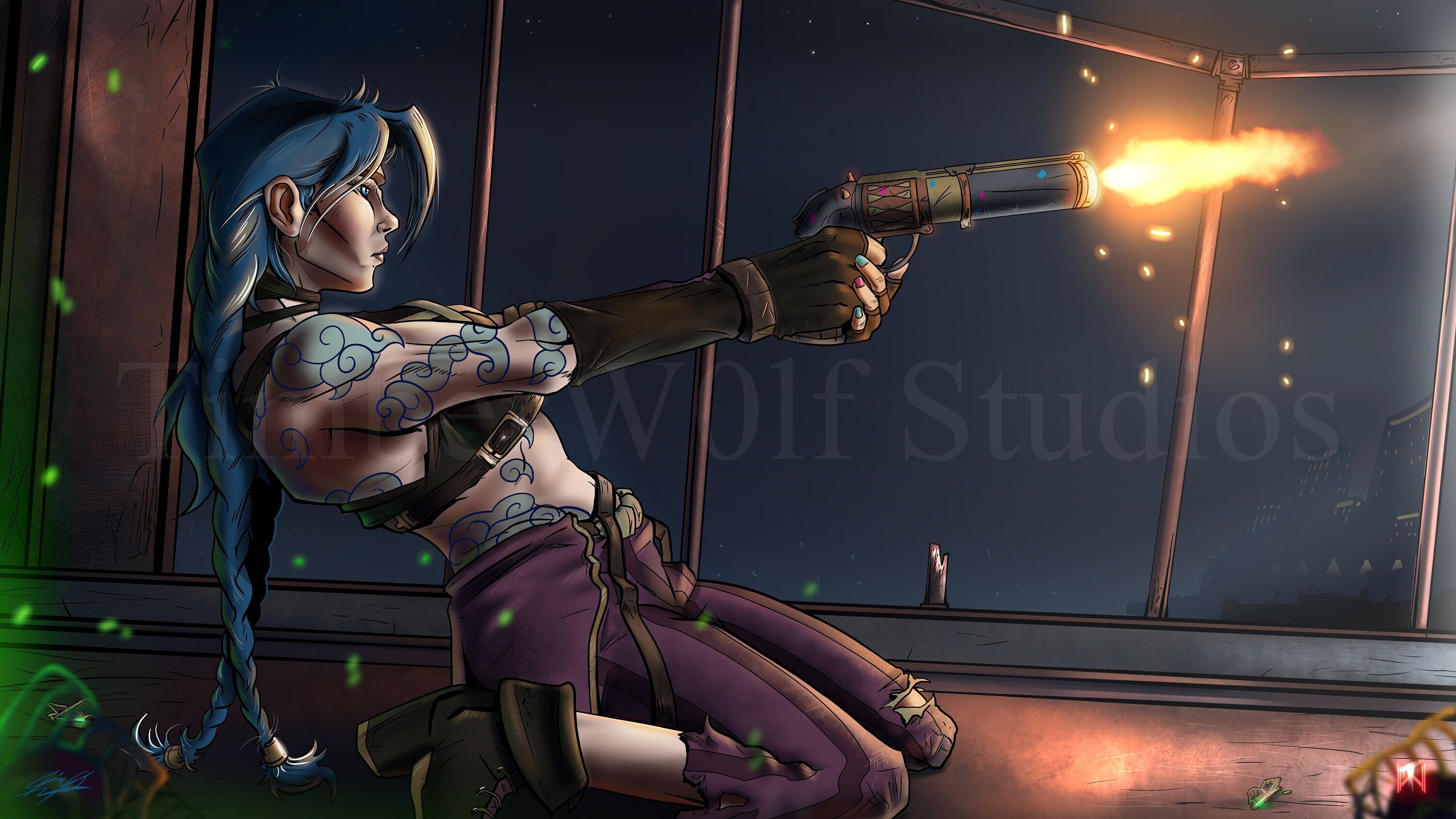 Hand-drawn Arcane: Jinx Poster Hand-made League of Legends Arcane Jinx ...