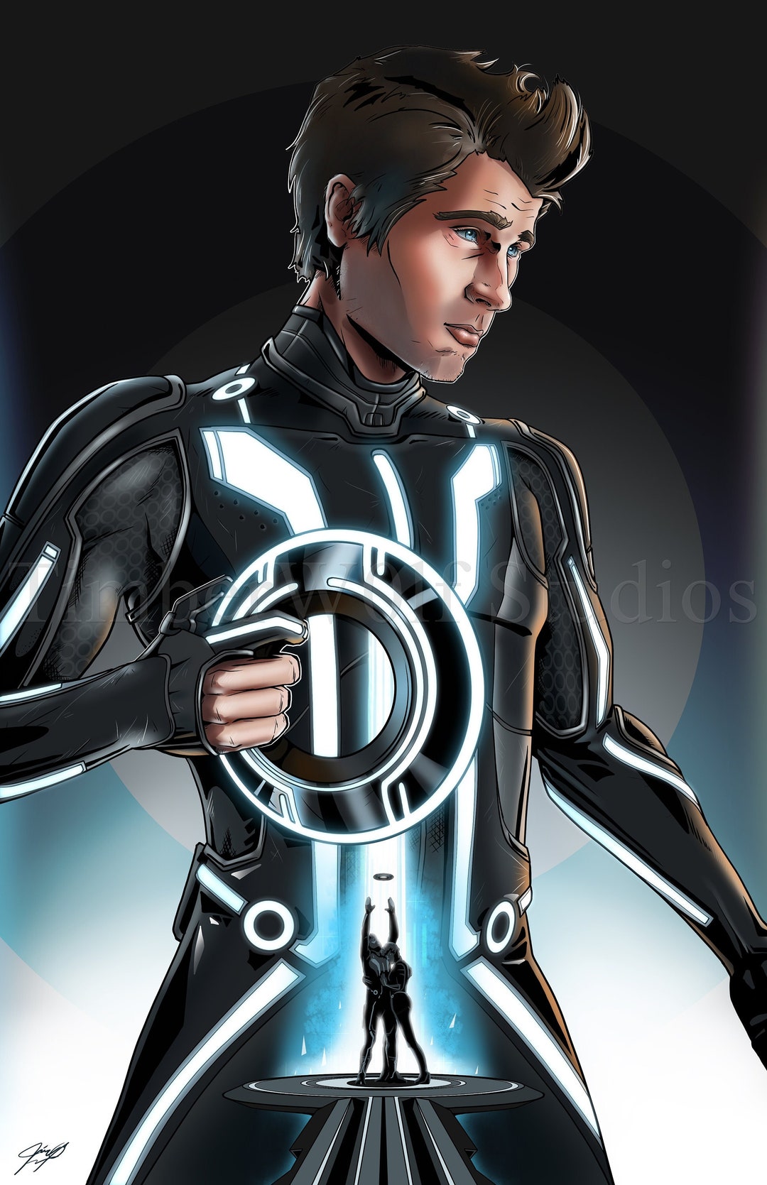 TRON: Legacy - Sam Flynn Poster ~ Original Hand-drawn Illustrated Print ...