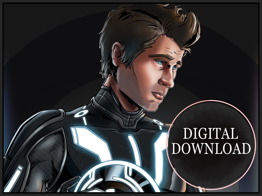 Printable TRON: Legacy - Sam Flynn Portrait ~ Original Hand-drawn ...