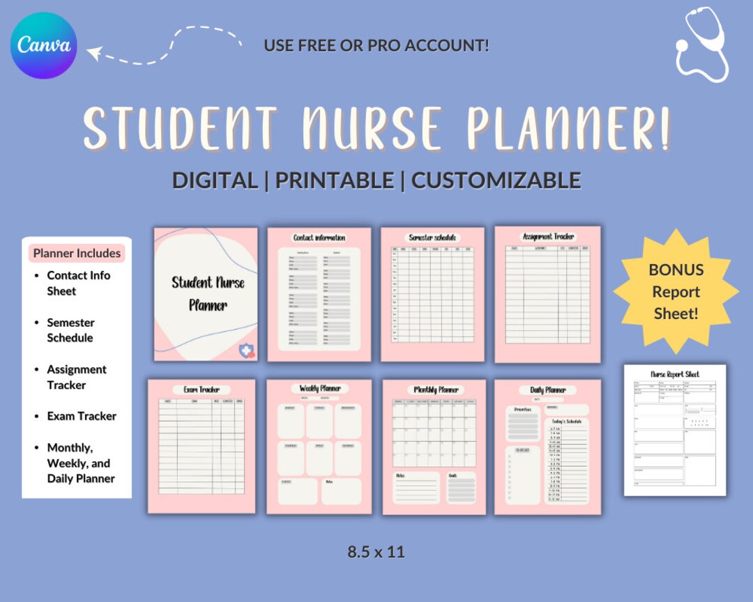 Nursing School Planner, Nursing School Planner 2023, Student Planner ...