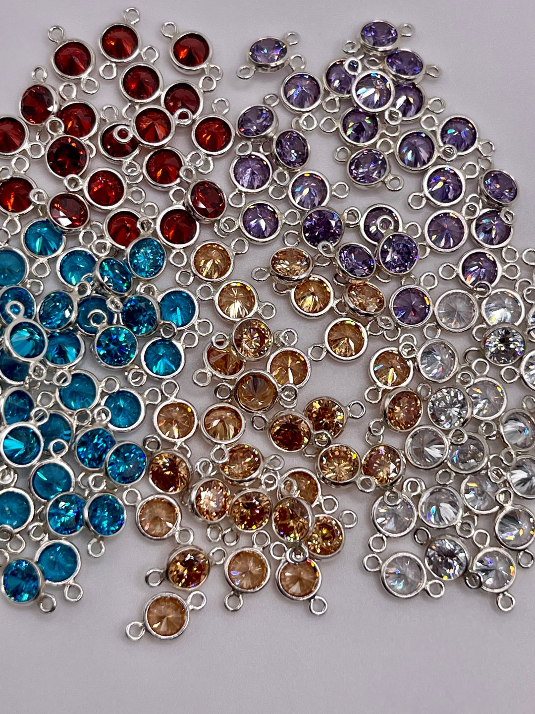 4mm - Sterling Silver Birthstone Connectors, AAA Top Quality CZ Bezel ...