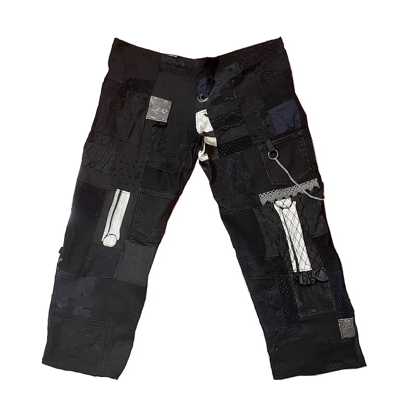 Black Patchwork Pants - Etsy