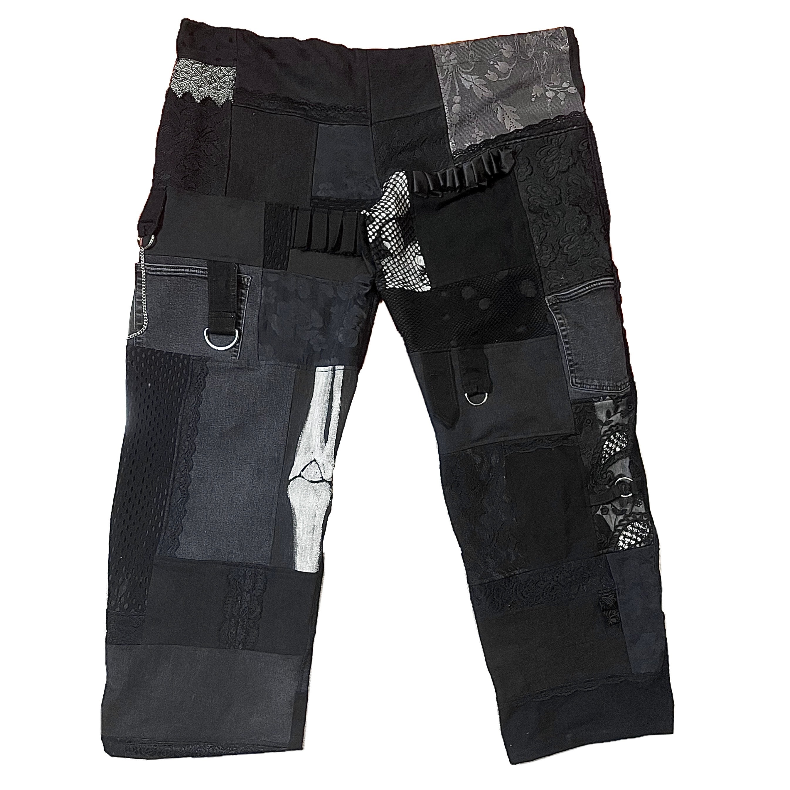 Black Patchwork Pants - Etsy