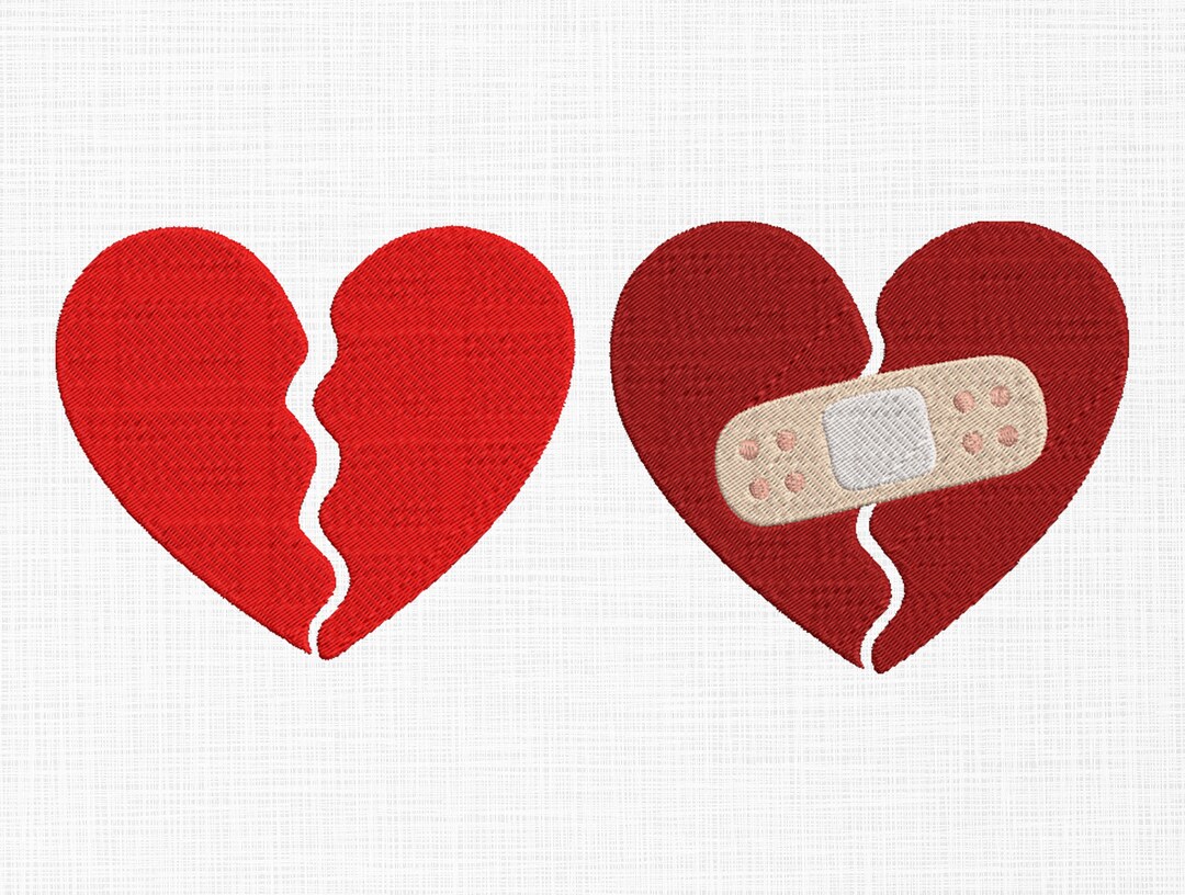 Broken Heart Machine Embroidery Design Heart Embroidery Red - Etsy