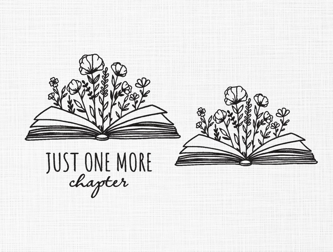 Just One More Chapter Book Embroidery Design Floral Book Embroidery ...