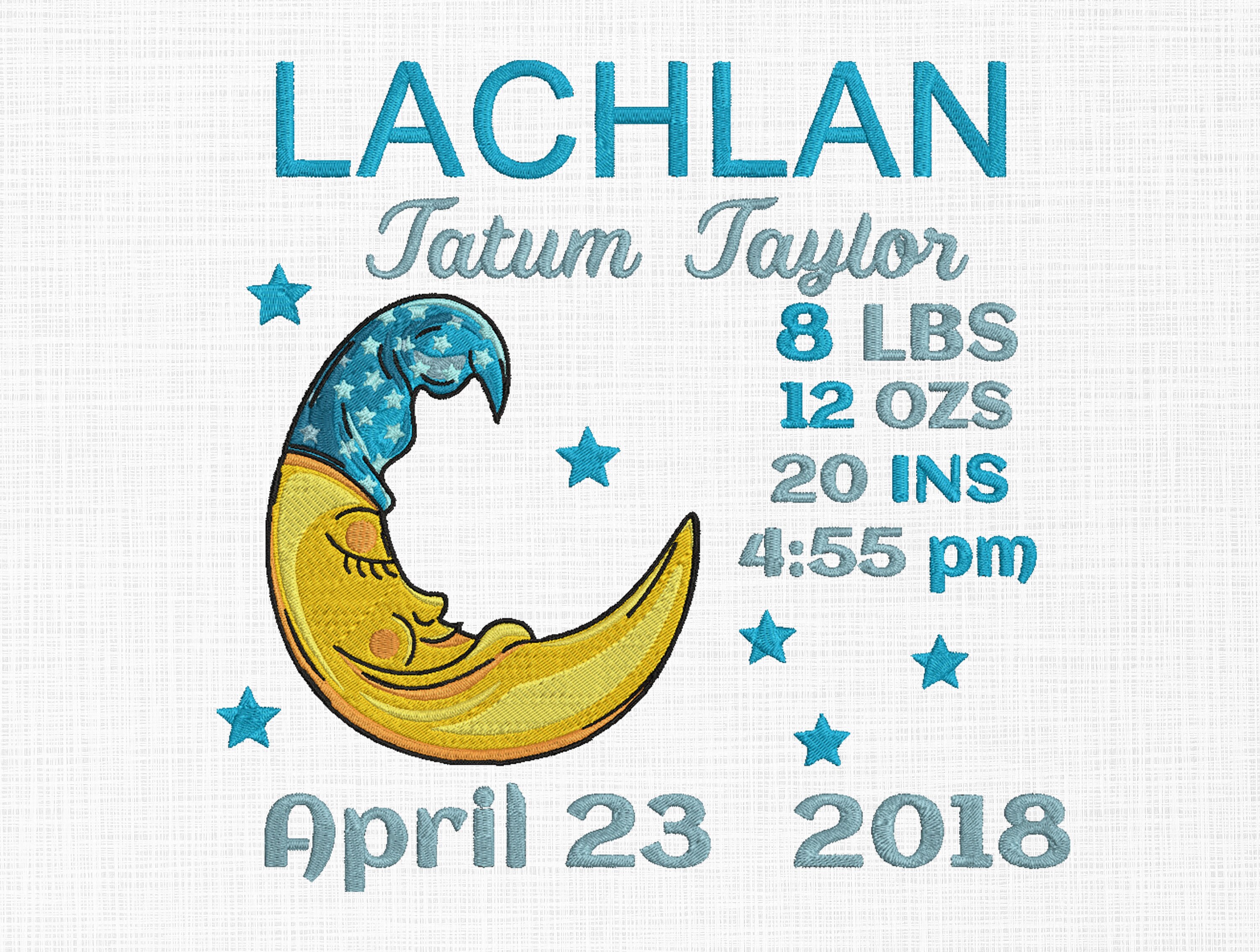 Birth Announcement TEMPLATE Embroidery Design Baby Birth Stats Cute ...