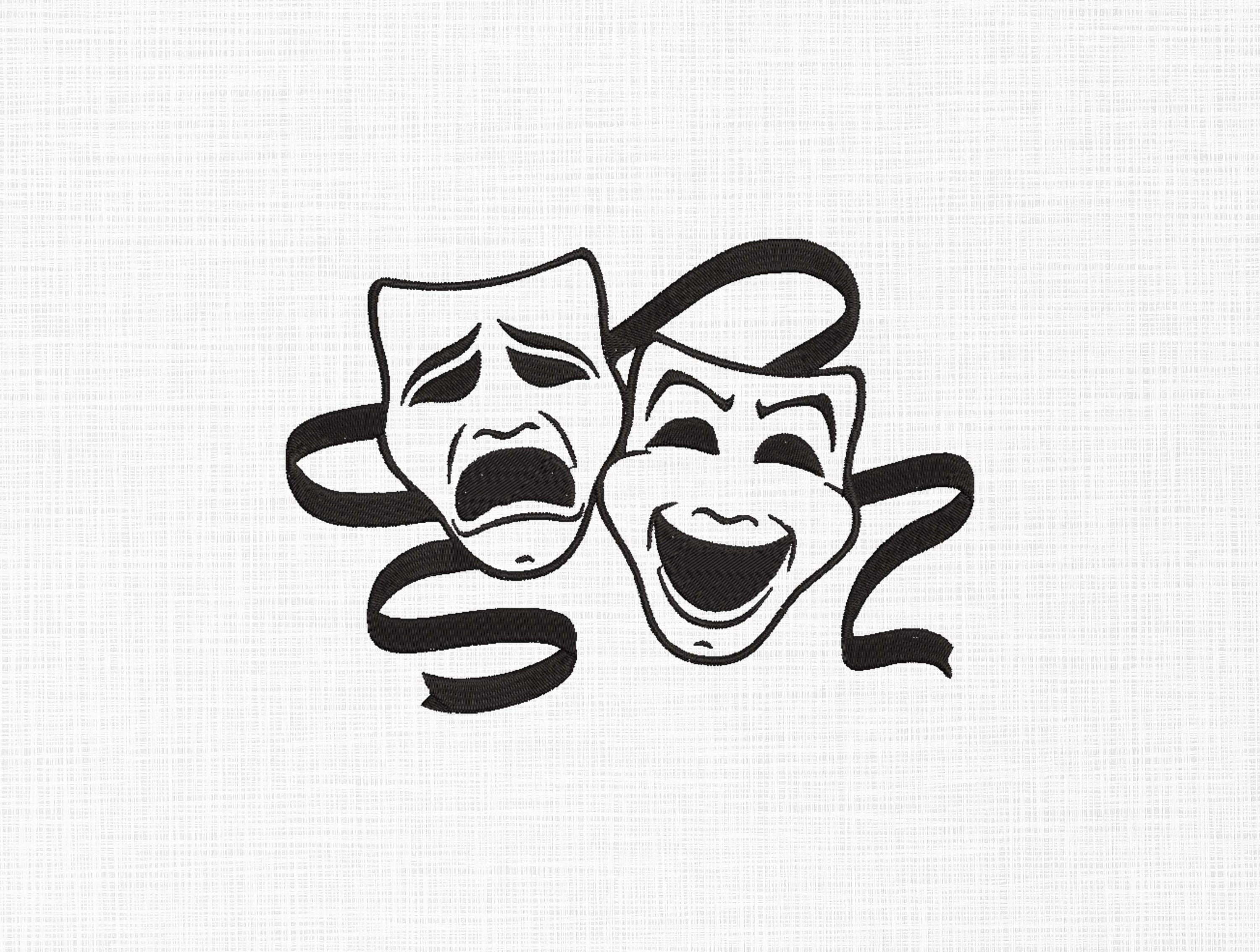 Theater Masks Embroidery Design Mask Embroidery Design Smiley Mask ...