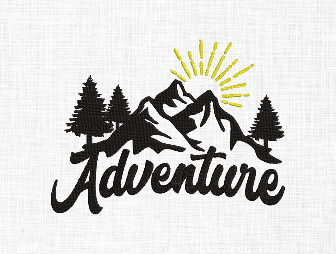 Adventure Embroidery Design Adventure With Mountains - Etsy