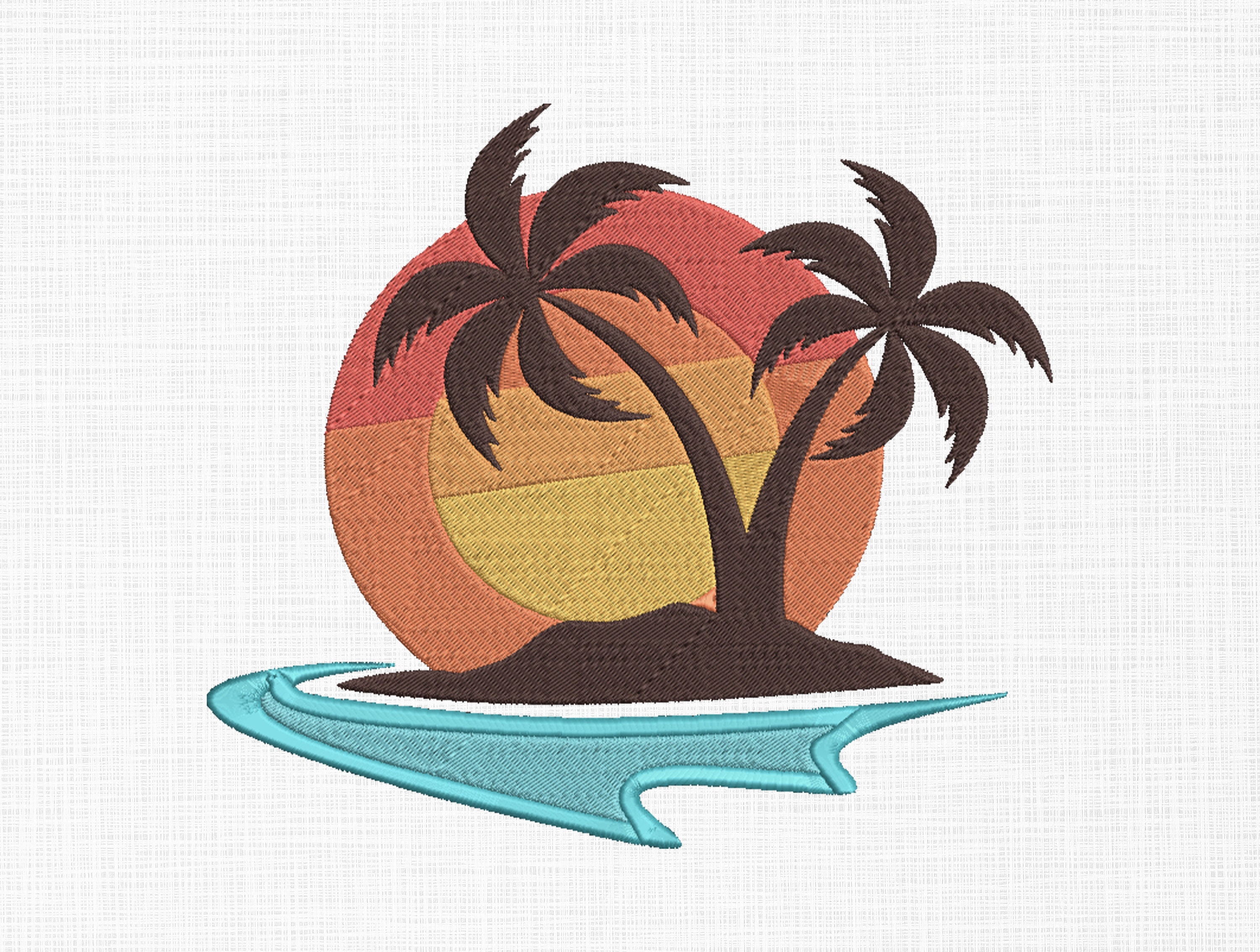 Beach Embroidery Design Beach With Palm Tree Embroidery Design Machine ...