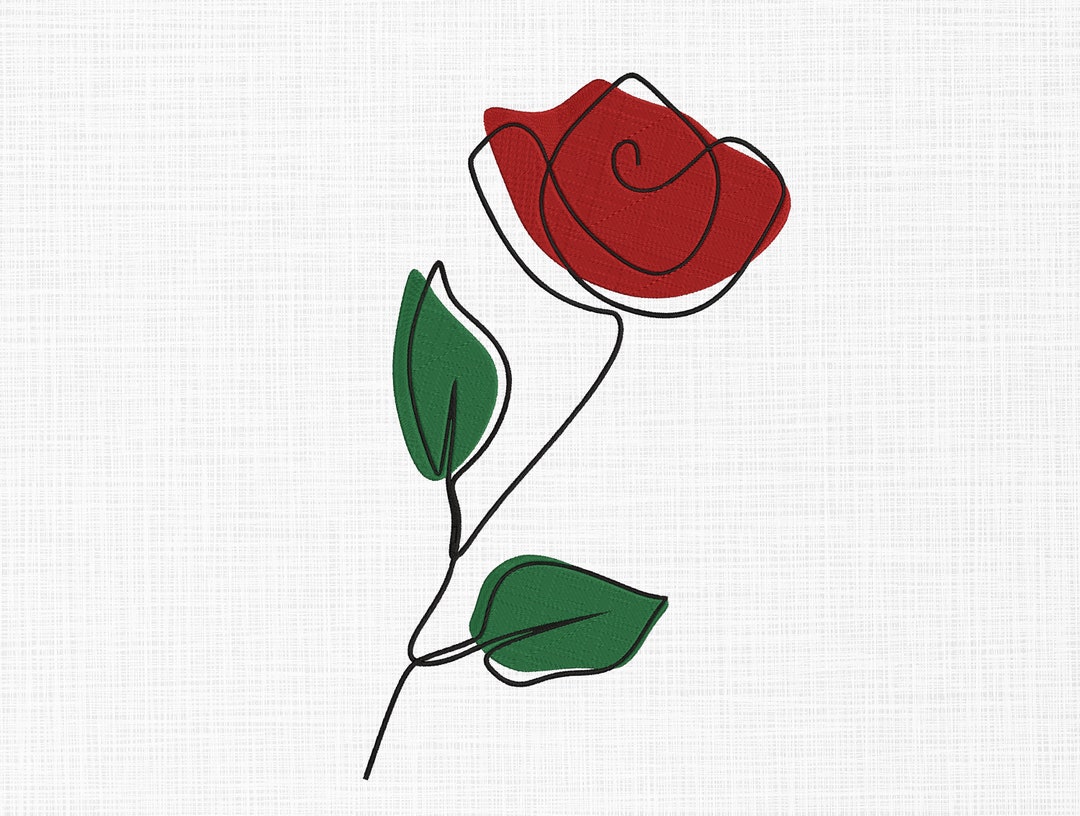 Rose Line Art Embroidery Design Red Rose Embroidery Design Machine ...