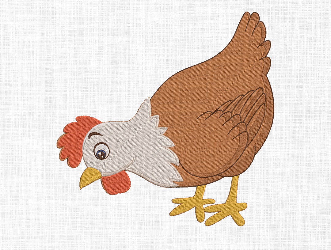 Hen Embroidery Machine Embroidery Design Cute Hen Four Sizes - Etsy