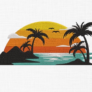 Beach Embroidery Design Summer Beach Embroidery Design Embroidery ...