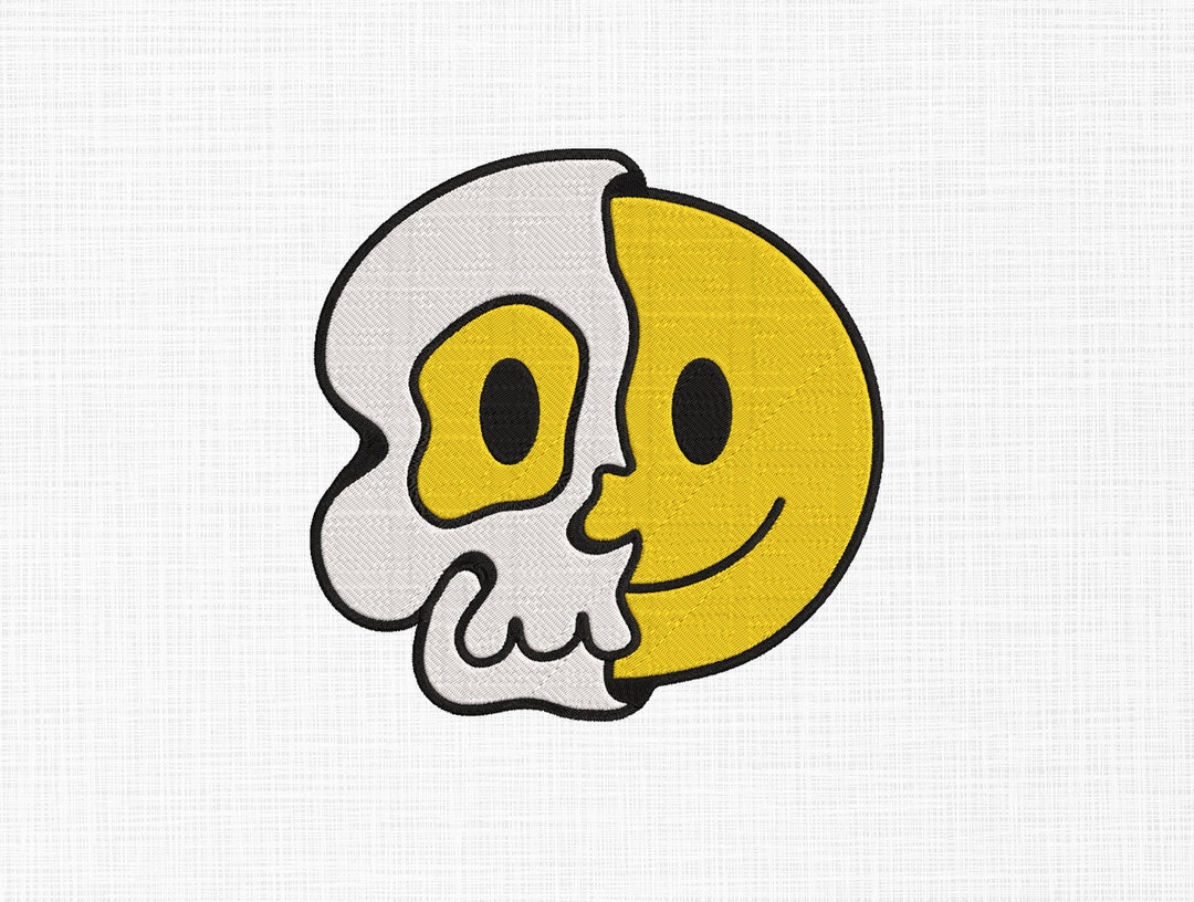 Skull Face and Emoji Embroidery Design Skull Face Design Emoji - Etsy