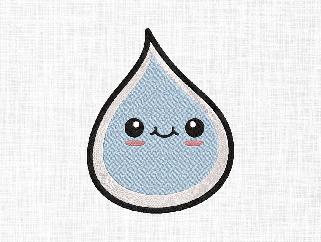 Cute Water Drop Embroidery Design Water Drop Face Embroidery Design ...