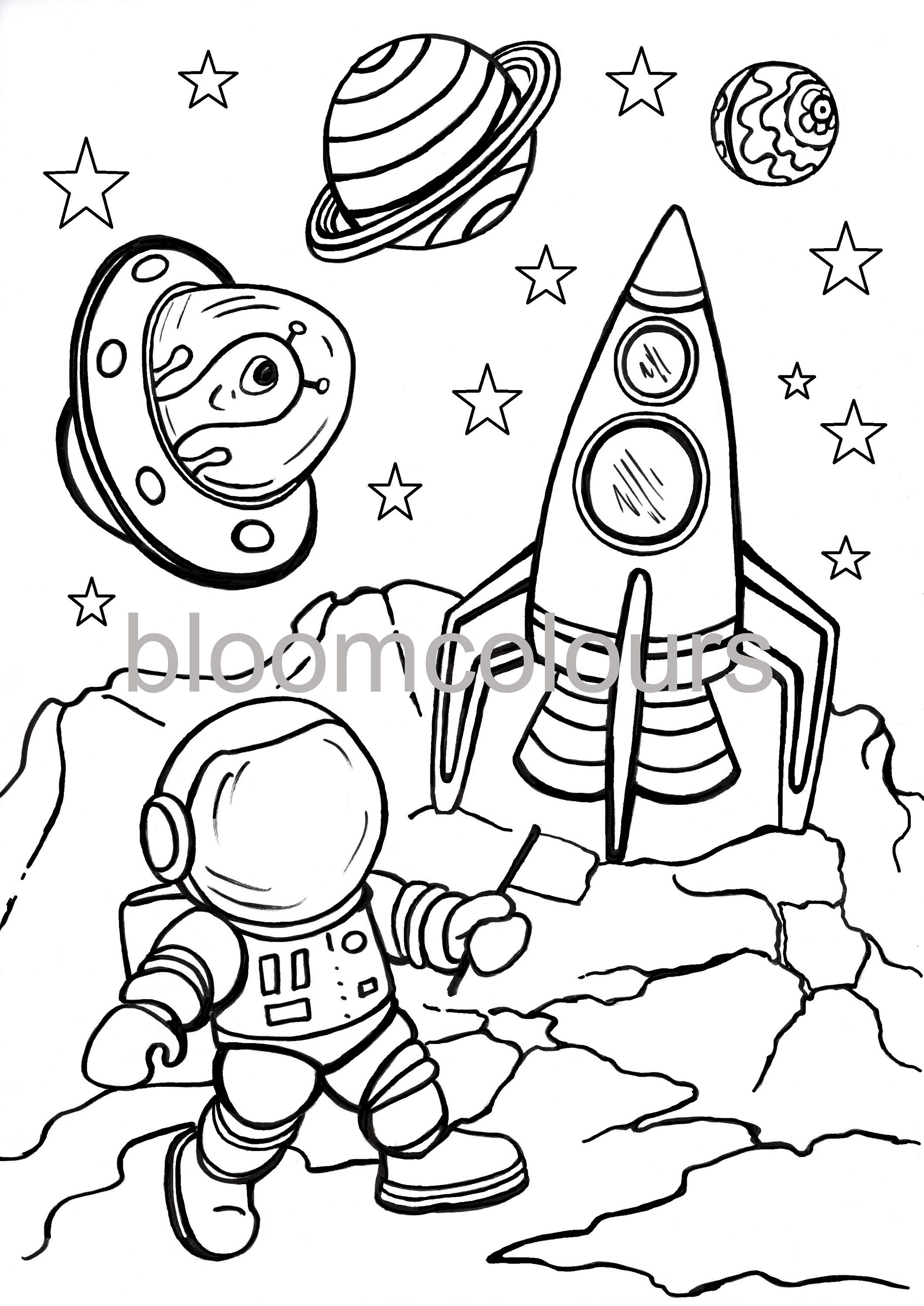 Space Colouring Pages for Kids. Instant Download. Printable - Etsy ...