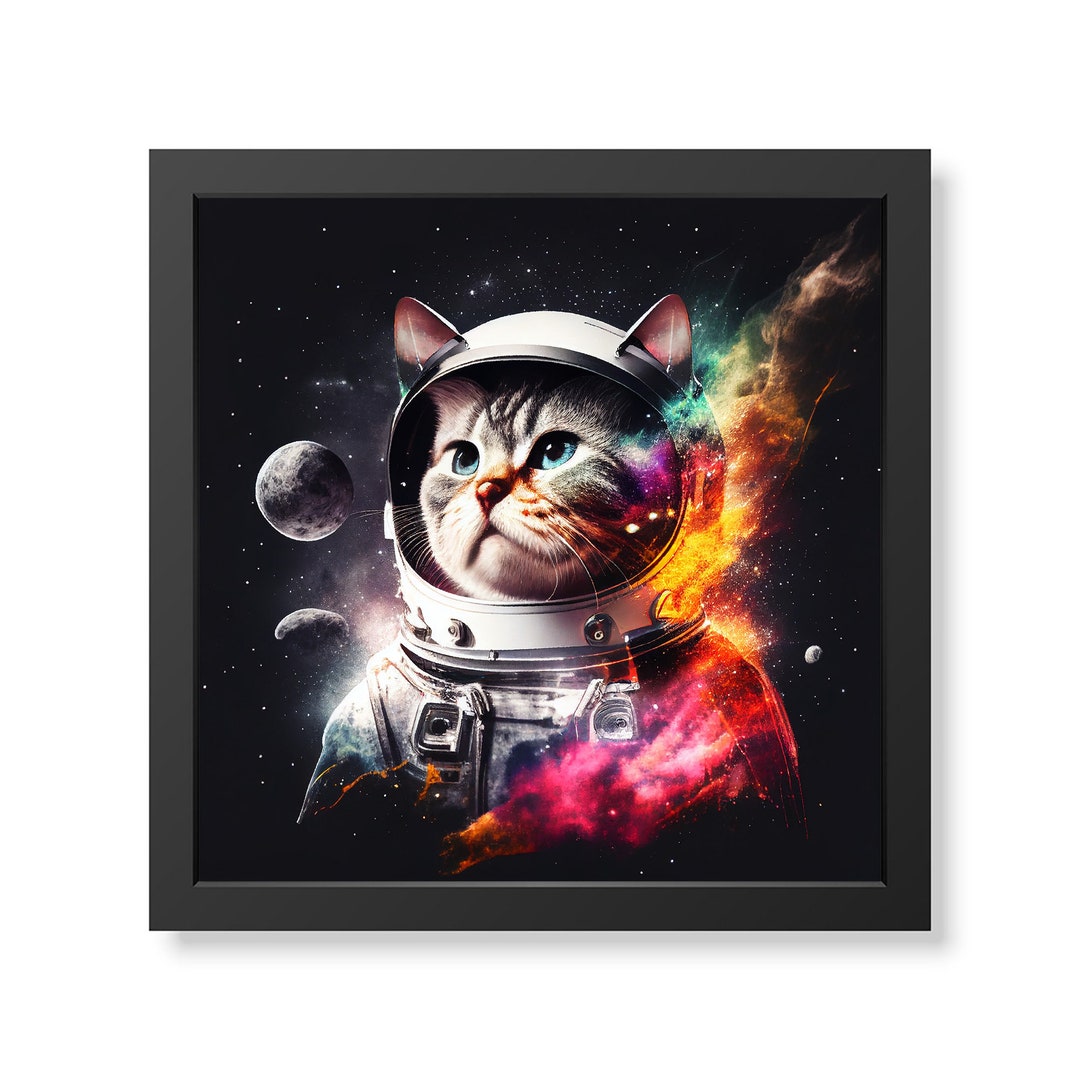 Brave Space Cat Astronaut Digital Art Print for Wall Decor - Etsy