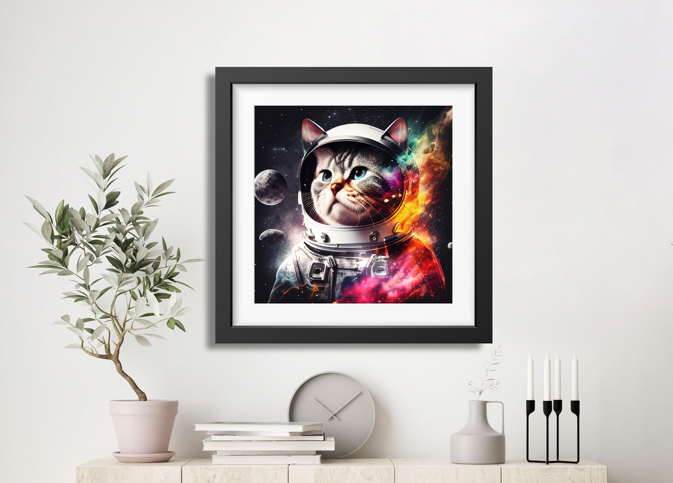 Brave Space Cat Astronaut Digital Art Print for Wall Decor - Etsy
