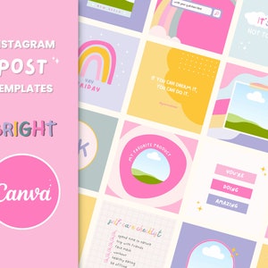 Pastel Bright Instagram Post Bundle Templates | Instagram Templates ...