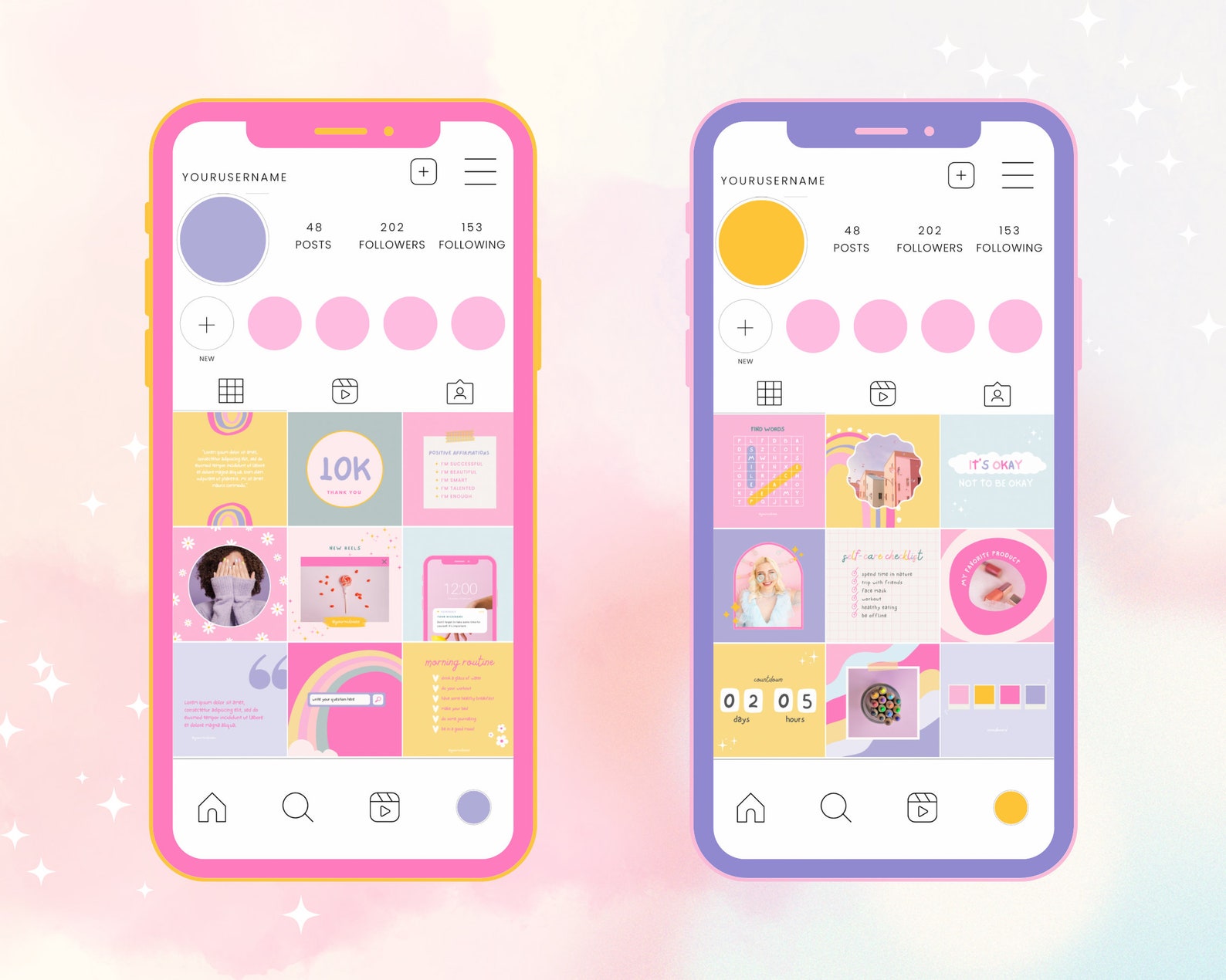 Pastel Bright Instagram Post Bundle Templates | Instagram Templates ...