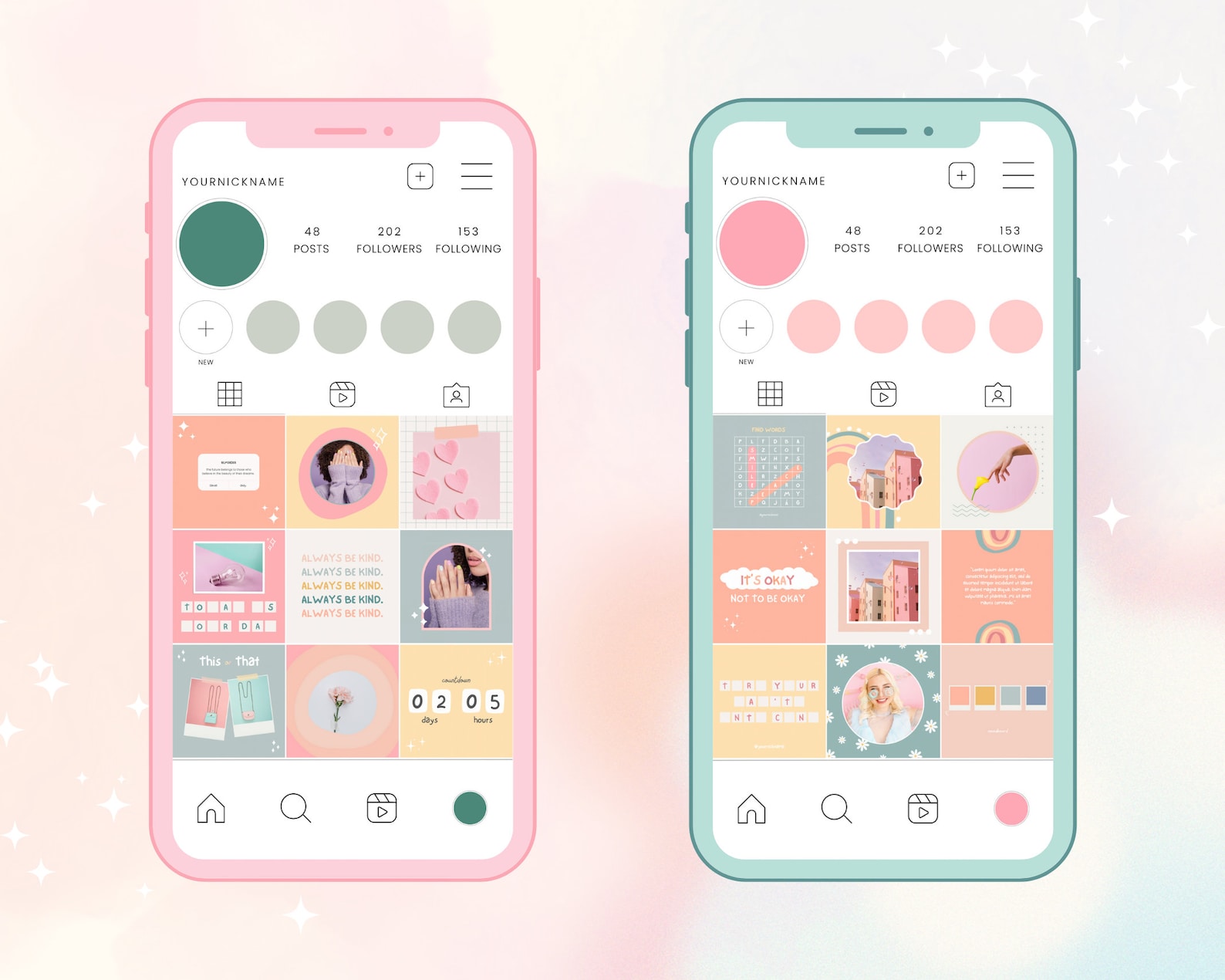 Pastel Colorful Instagram Post Bundle Templates | Instagram Templates ...