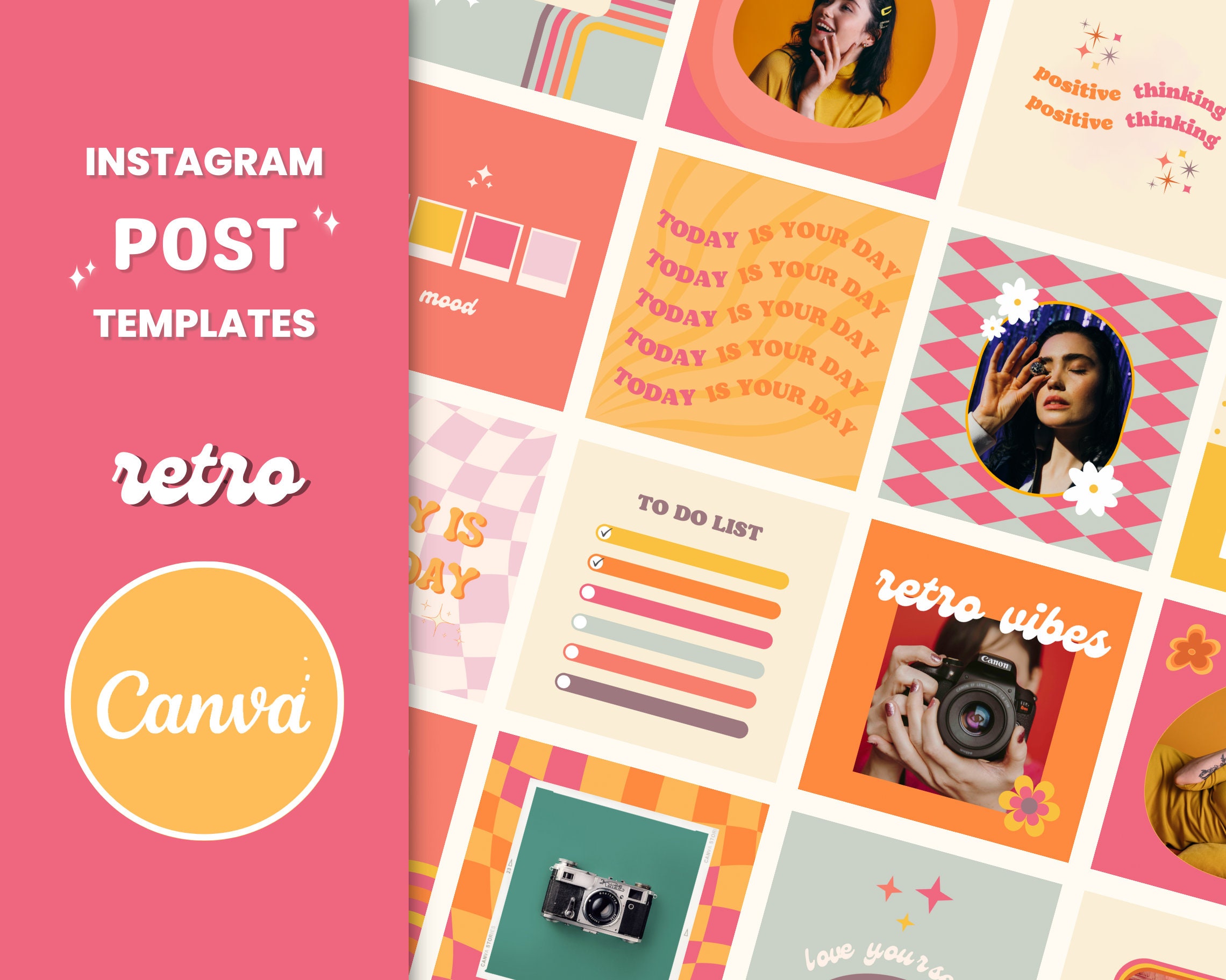 Retro Groove Instagram Post Bundle Templates | Instagram Templates ...