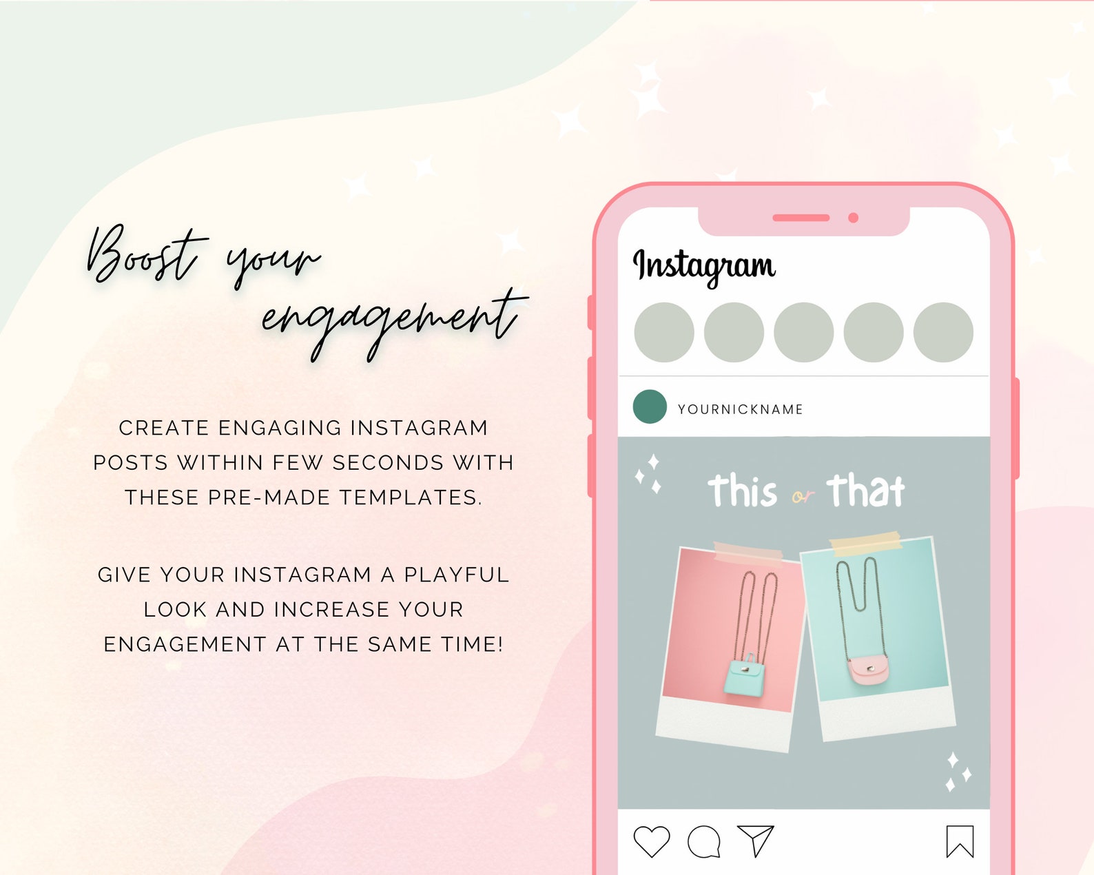 Pastel Colorful Instagram Post Bundle Templates | Instagram Templates ...