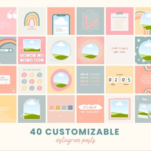 Pastel Colorful Instagram Post Bundle Templates | Instagram Templates ...
