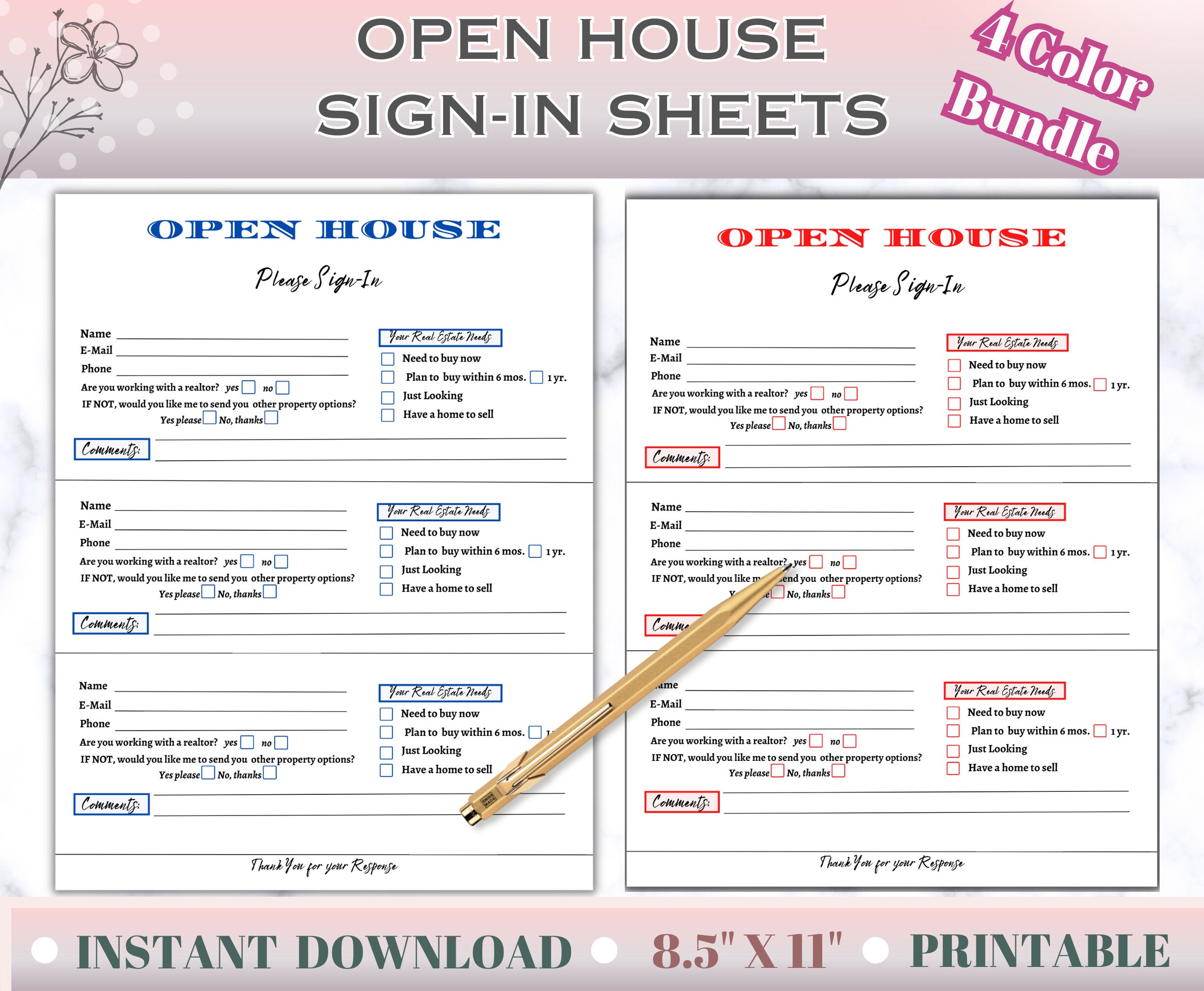 Printable Open House Sign-in Sheet. Real Estate Agent Marketing Tools ...