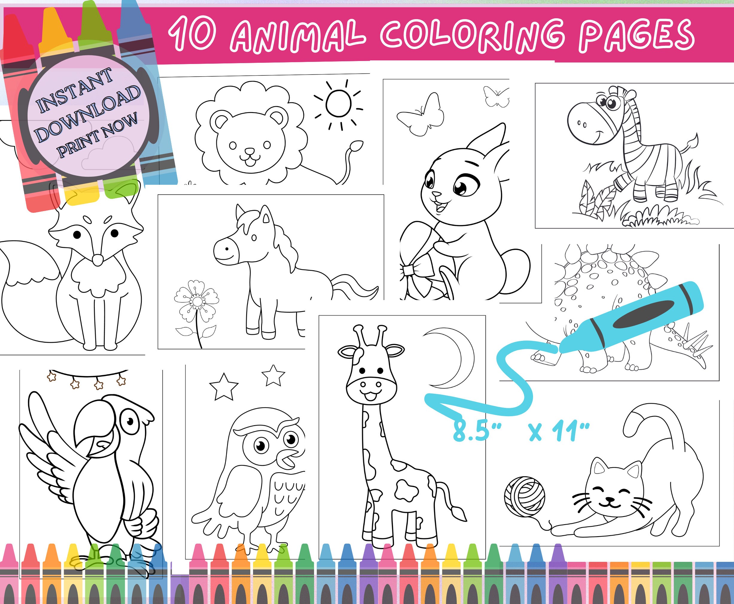 Printable Animal Coloring Pages for Kids, Toddlers, Preschoolers Easy ...