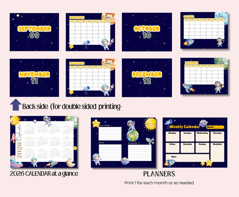2026 Galaxy Calendar: Cartoon Space Theme, Weekly Planner (PDF Download ...