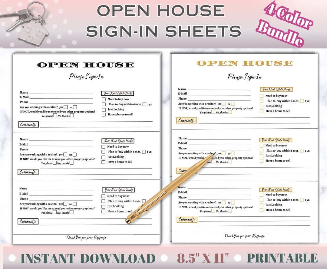 Printable Open House Sign-in Sheet. Real Estate Agent Marketing Tools ...