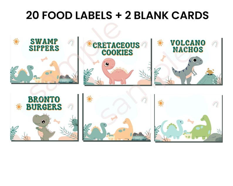 Dinosaur Food Tent Cards: Printable Party Food Labels (digital Download ...