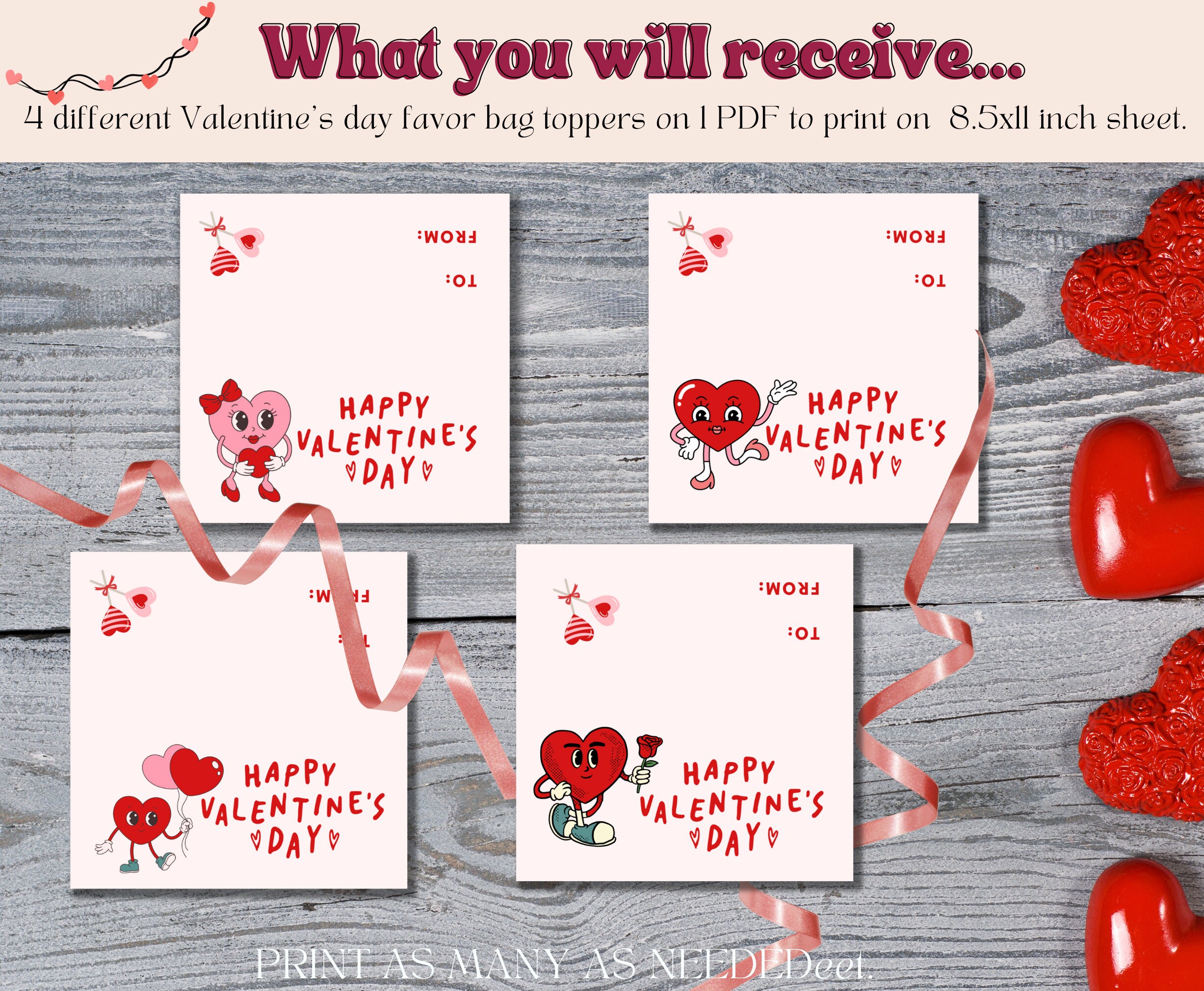 Valentine's Day Classroom Treat Bag Topper, Happy Valentine's Day ...